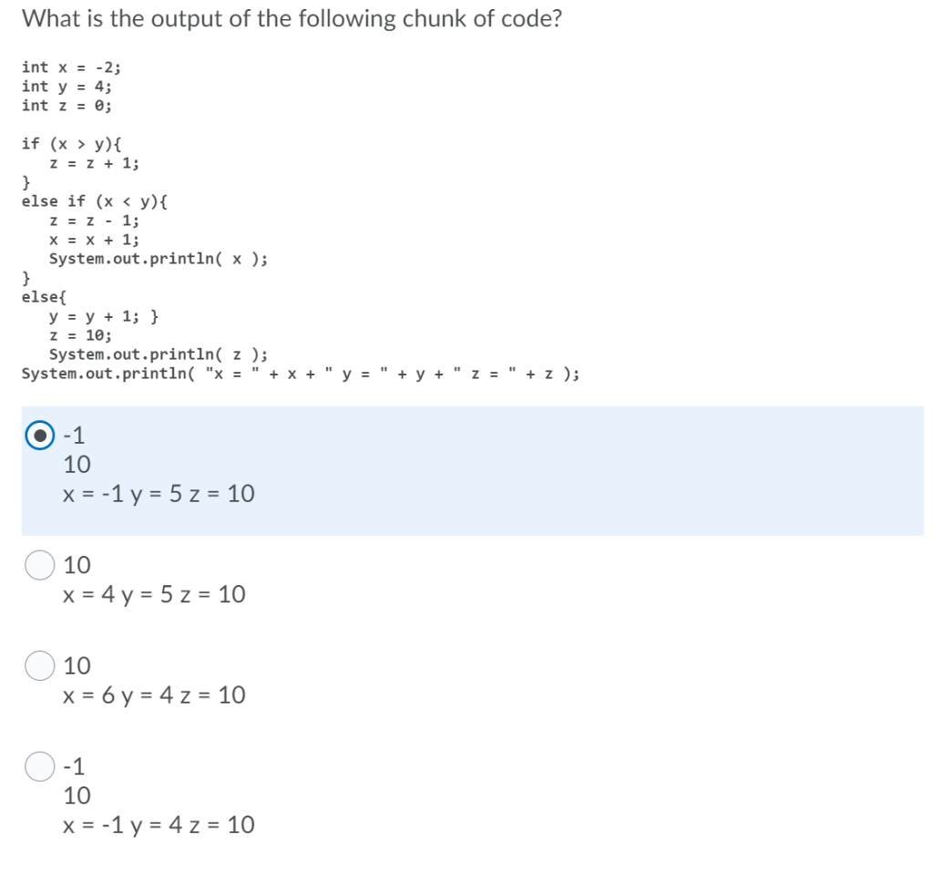 Solved What is the output of the following chunk of code? | Chegg.com
