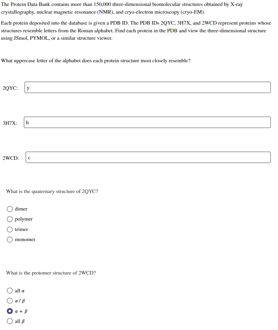 Solved The Protein Data Bank contains more than 150,000 | Chegg.com