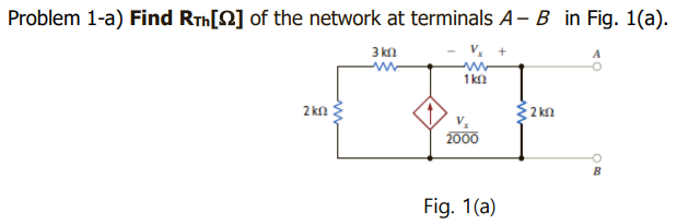 Solved Problem 1-a) Find Rth[S2] of the network at terminals | Chegg.com