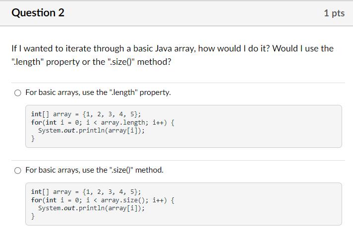 Solved If I wanted to print the first element in an array, | Chegg.com