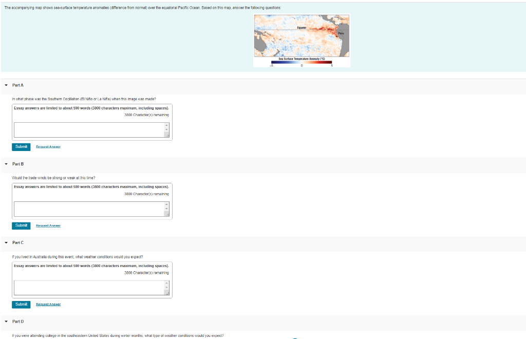 Solved The accompanying map shows Bes-surface temperature | Chegg.com
