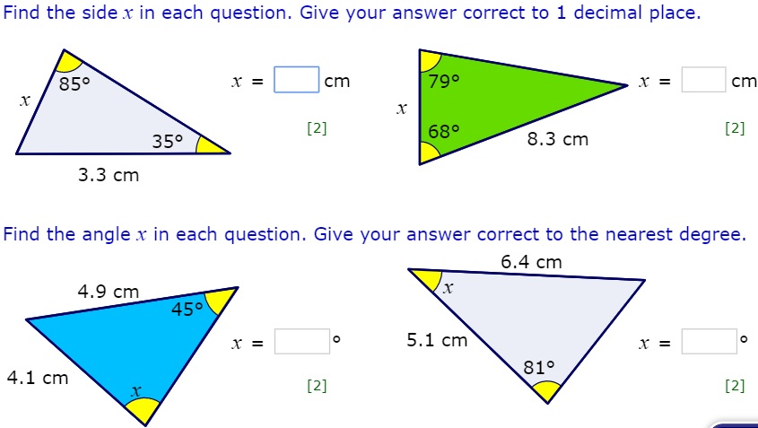 Solved Find the side x in each question. Give your answer | Chegg.com