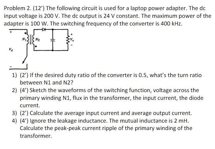 Solved Problem 2. (12') The following circuit is used for a | Chegg.com