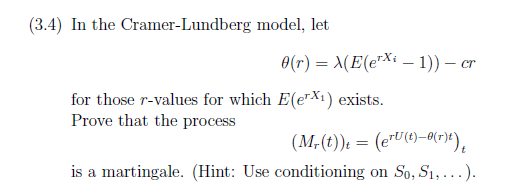 Solved (3.4) ﻿In the Cramer-Lundberg model, | Chegg.com