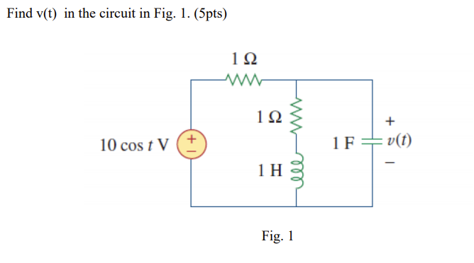 Solved Find v(t) in the circuit in Fig. 1. (5pts) 192 192 + | Chegg.com