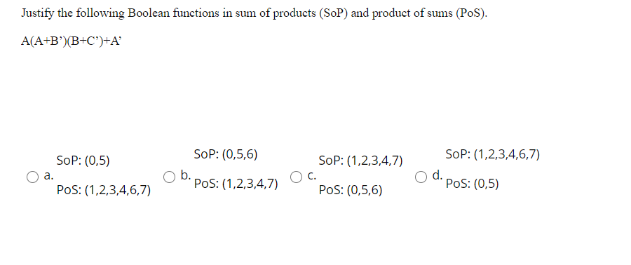 Solved Justify the following Boolean functions in sum of | Chegg.com