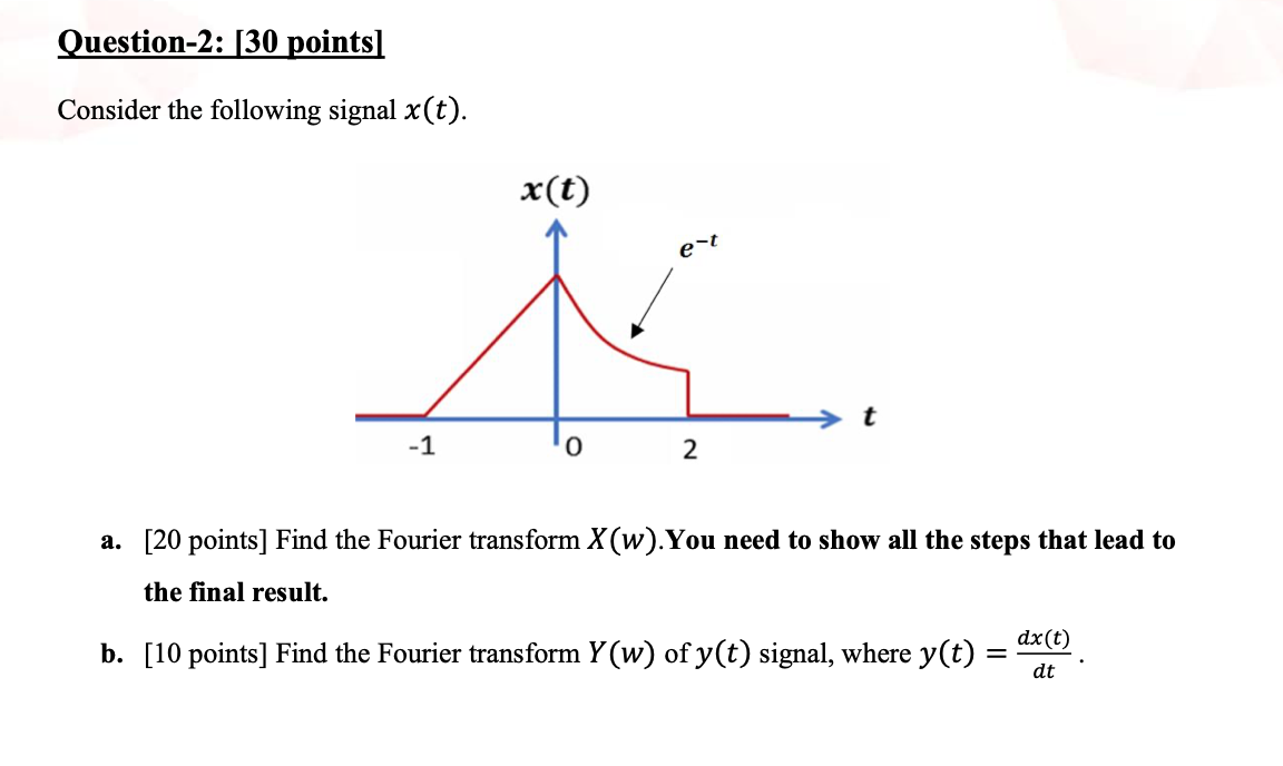 Solved Question-2: (30 points Consider the following signal | Chegg.com