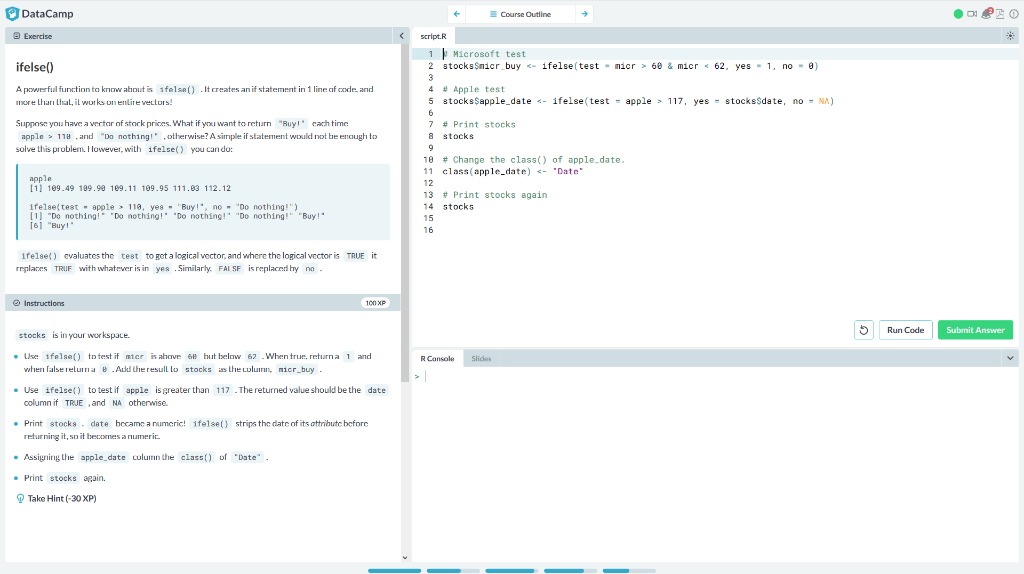 Solved DataCamp Course Outline B Exercise scriptR 1Microsoft | Chegg.com