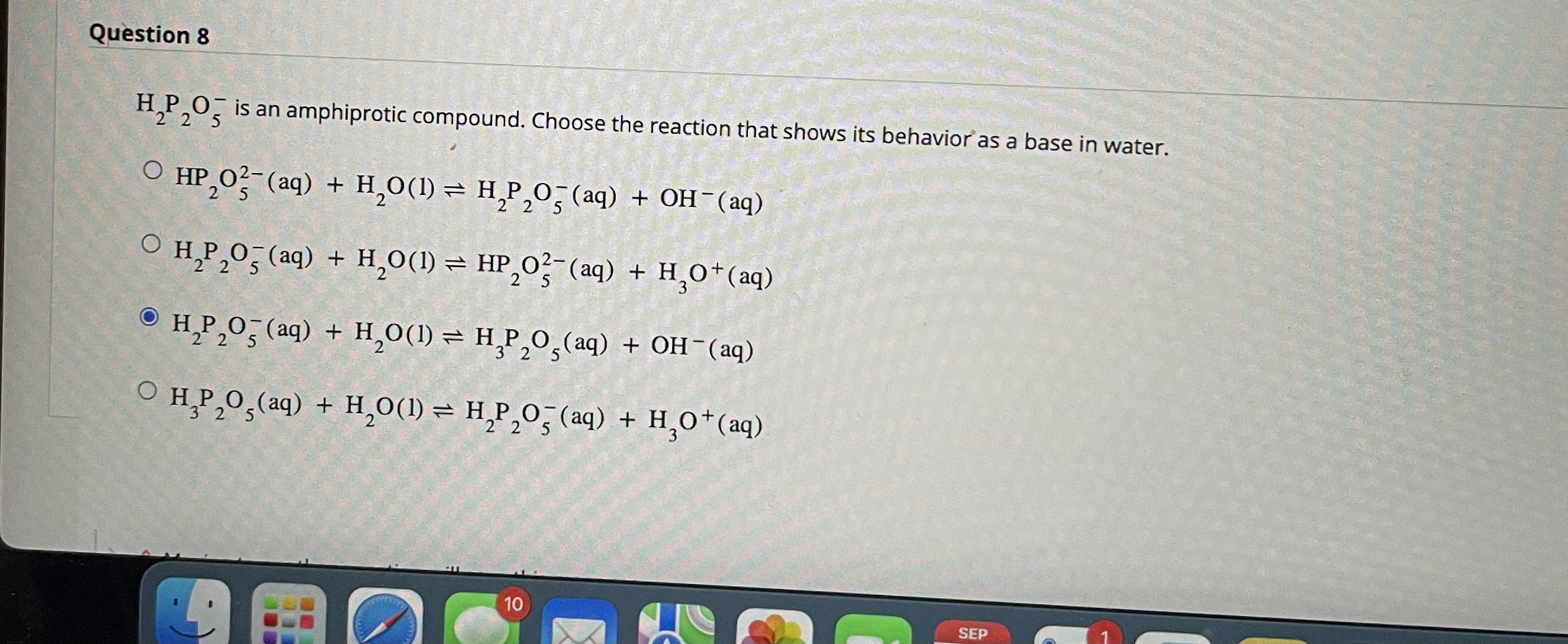 Solved Question 8H2P2O5-is an amphiprotic compound. Choose | Chegg.com
