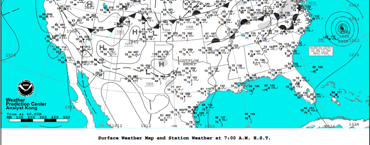 Solved II. NOAA Weather Maps: August 15, 2017 1. Look at the | Chegg.com