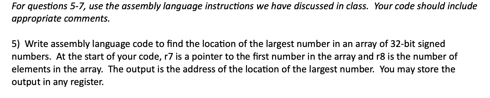 Solved For questions 5-7, use the assembly language | Chegg.com