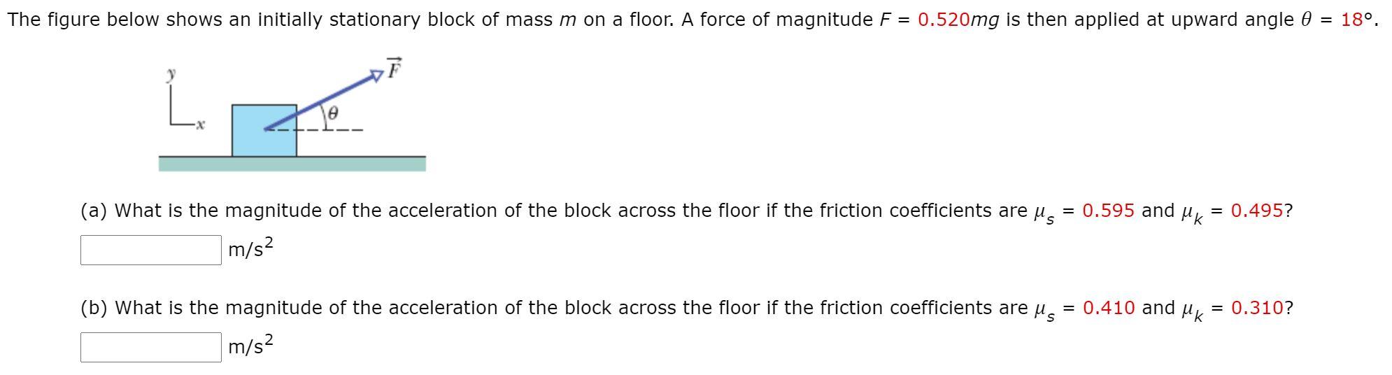 Solved The figure below shows an initially stationary block | Chegg.com