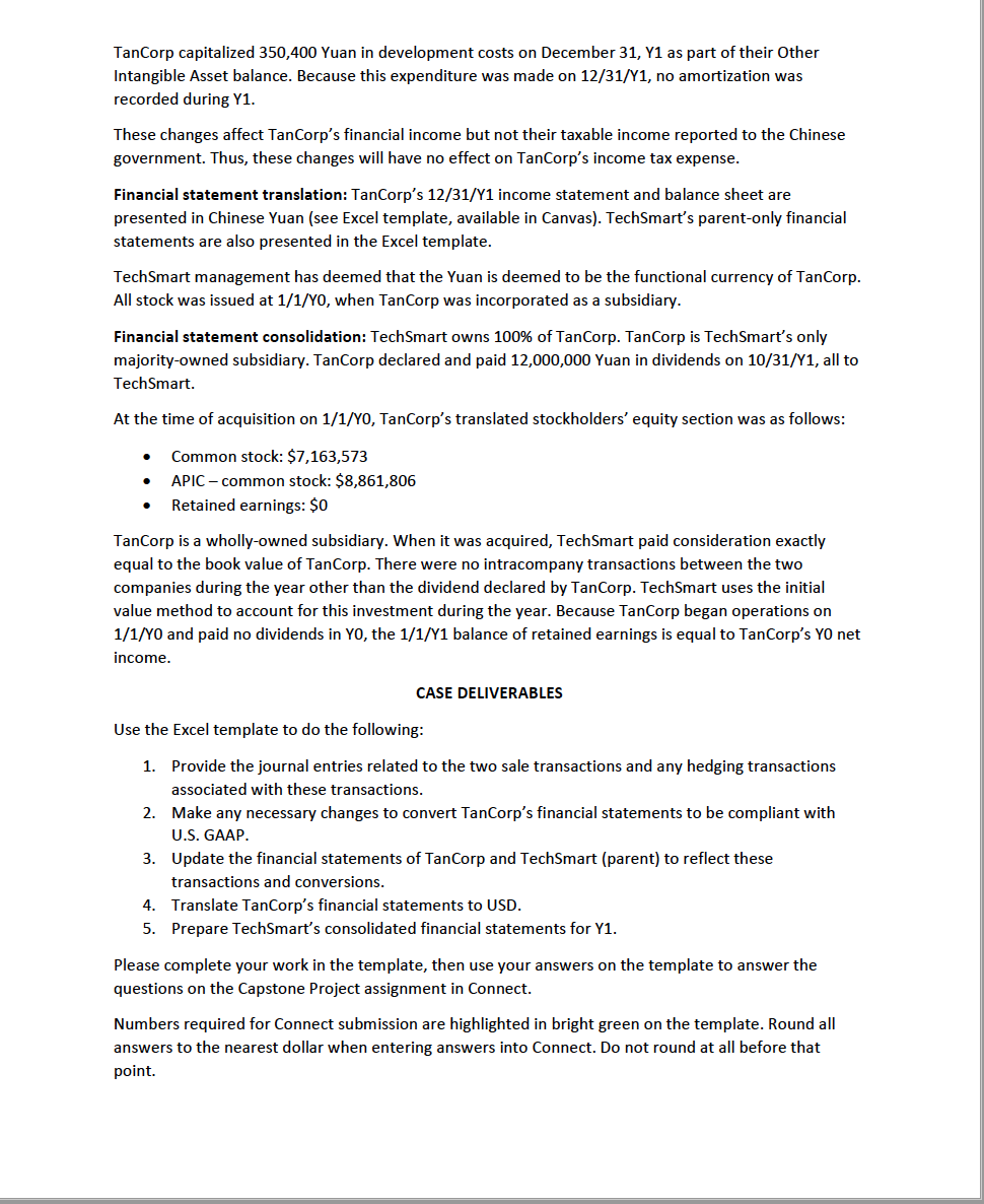 International Accounting Capstone Case Study ACCT | Chegg.com