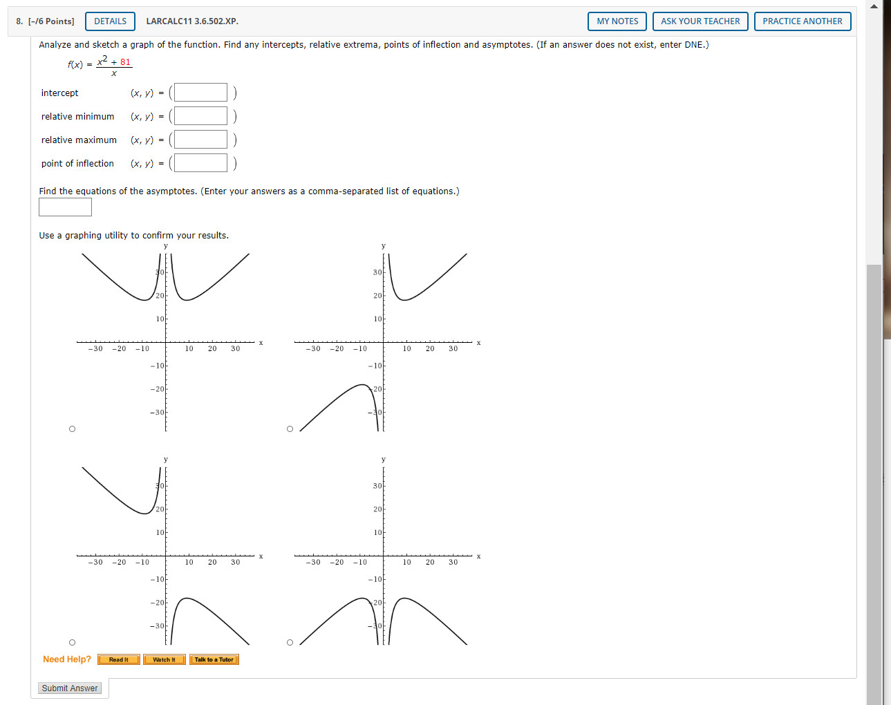 Solved PRACTICE ANOTHER 8. [-16 Points) DETAILS LARCALC11 | Chegg.com