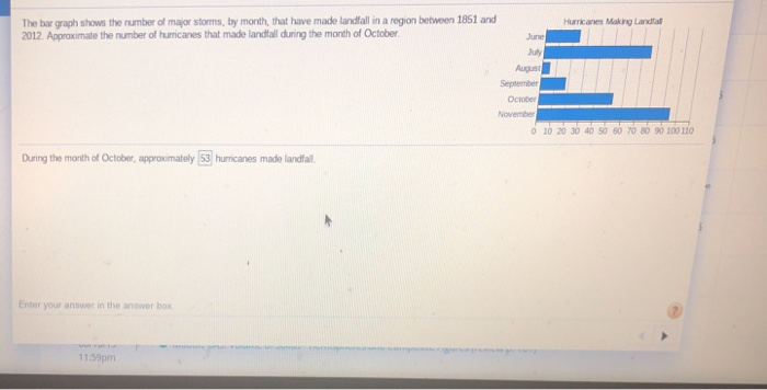 Solved The bar graph shows the number of major storms, by | Chegg.com