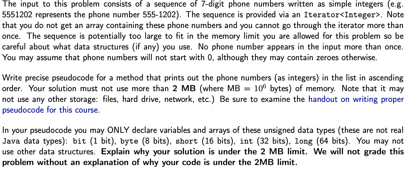 The input to this problem consists of a sequence of | Chegg.com