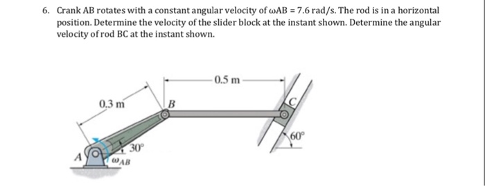 Solved Crank AB rotates with a constant angular velocity of | Chegg.com Solved Crank AB rotates with a constant angular velocity of | Chegg.com