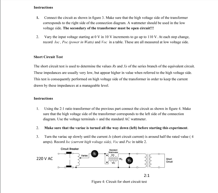 Solved 1.1.1 DETERMINATION OF SINGLE PHASE TRANSFORMER | Chegg.com