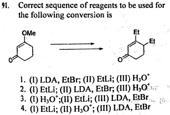 Solved Correct sequence of reagents to be used for the | Chegg.com