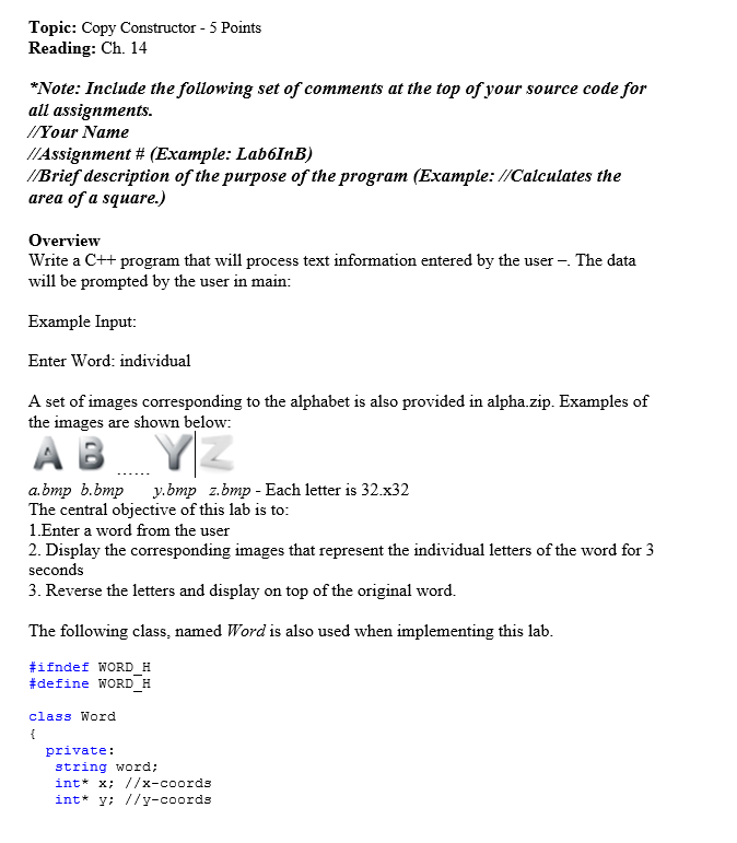 Solved Word (); Word (); Word(const Words word); //Copy | Chegg.com