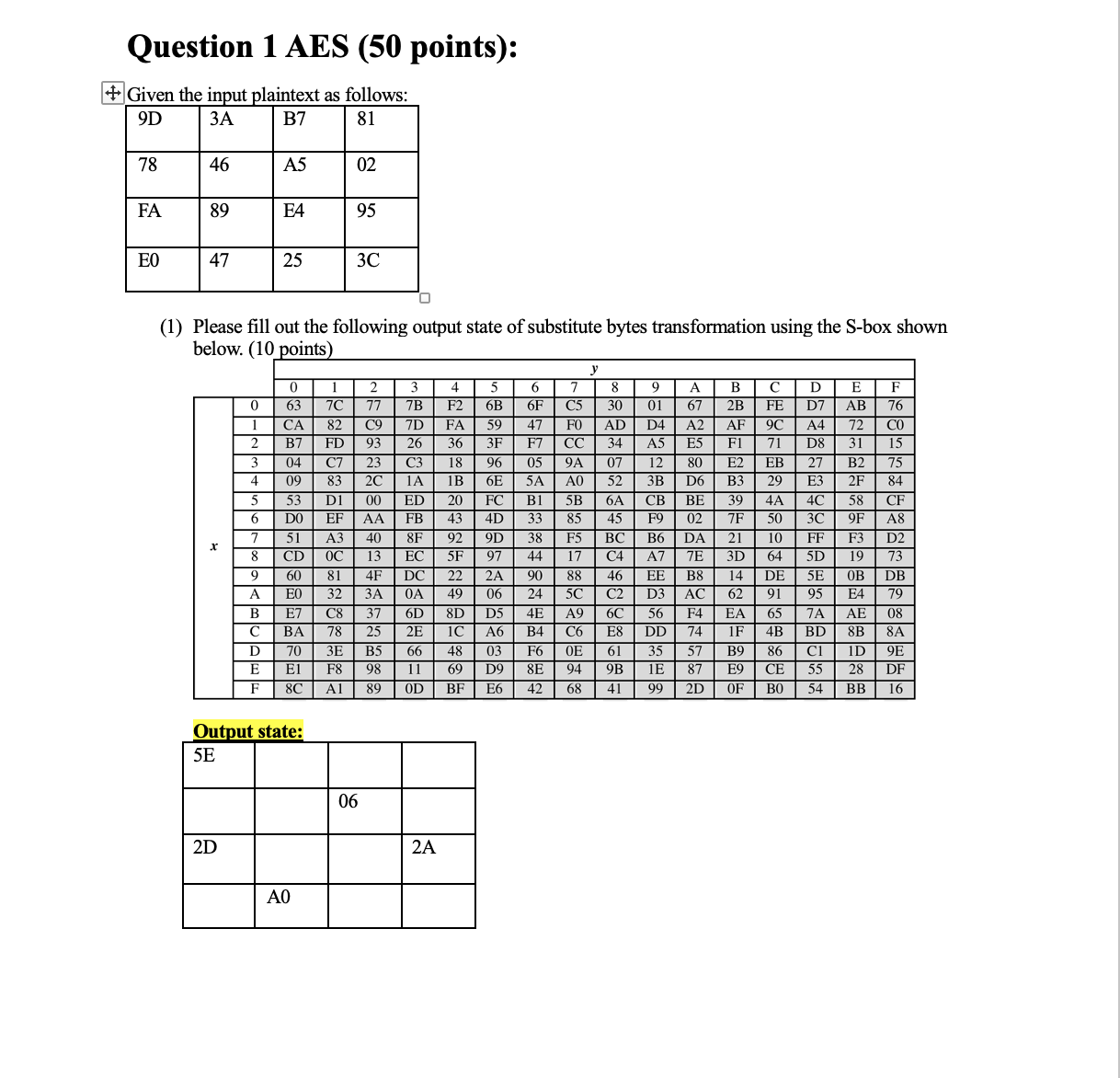 Solved Question 1 AES (50 points): Whiven the innut | Chegg.com Solved Question 1 AES (50 points): Whiven the innut | Chegg.com