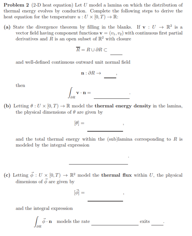 Solved Problem 2 (2-D heat equation) Let U model a lamina on | Chegg.com