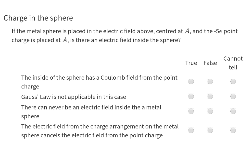 Solved Charge in the sphere If the metal sphere is placed in | Chegg.com