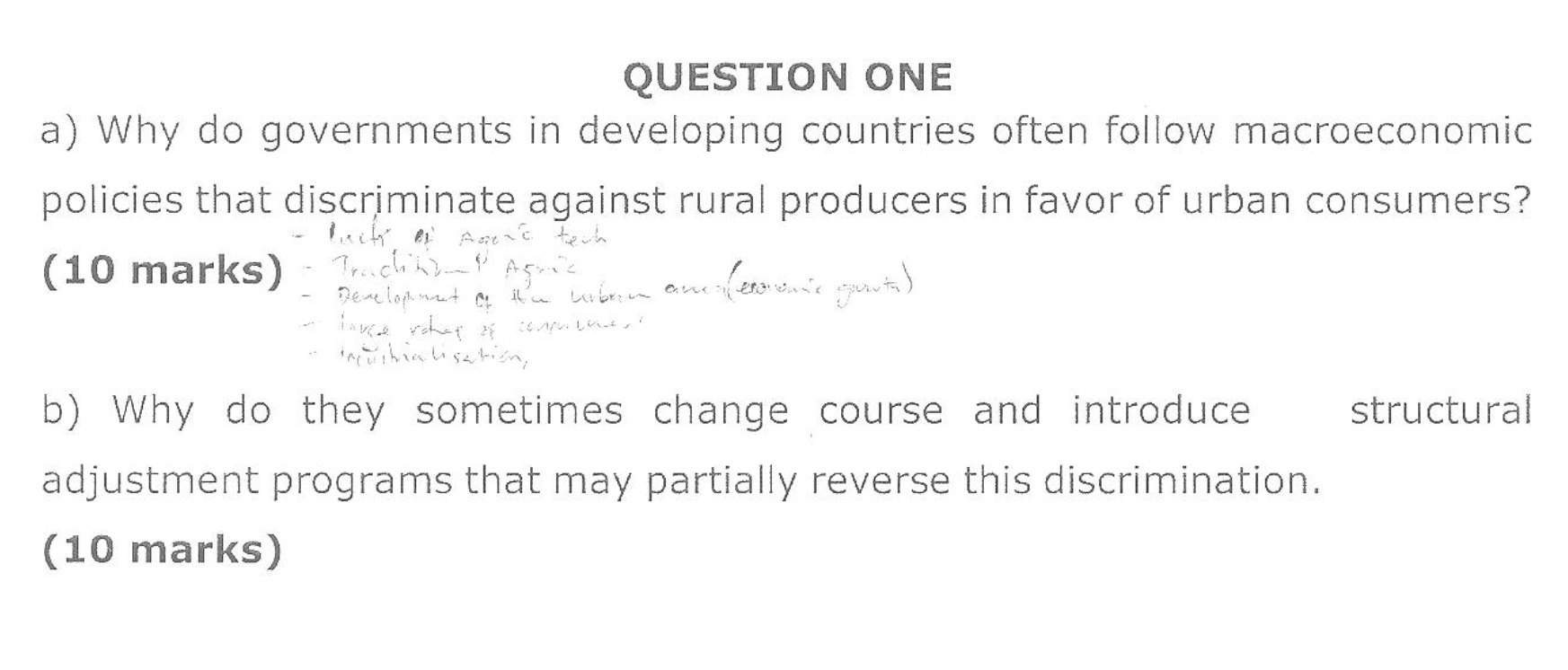 Solved QUESTION ONE a) Why do governments in developing | Chegg.com