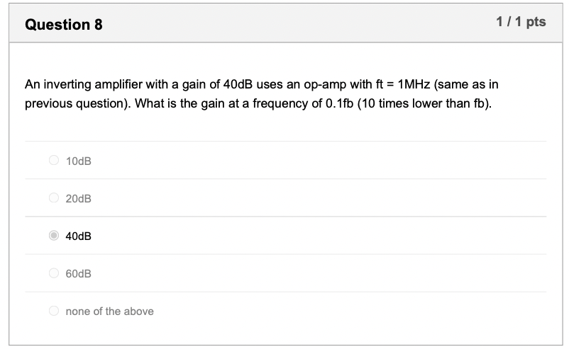 Solved An inverting amplifier with a gain of 40 dB uses an | Chegg.com