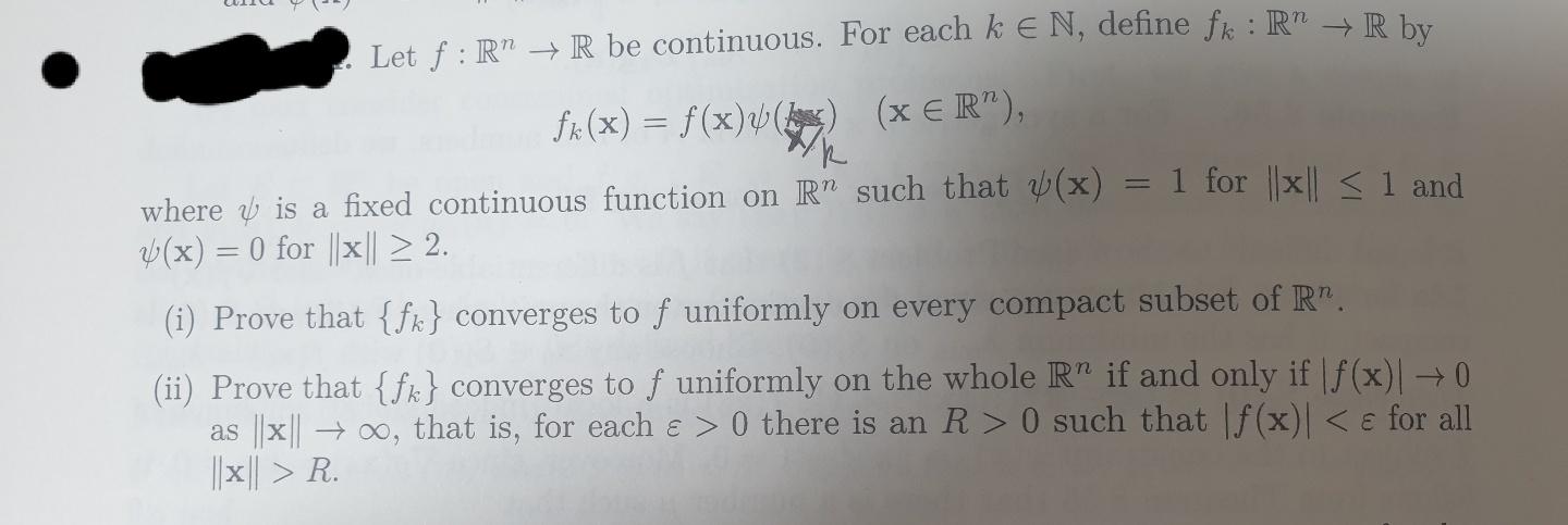 Solved Let f:R” + R be continuous. For each k e N, define fk | Chegg.com