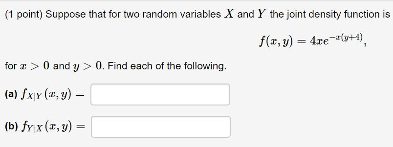 Solved (1 point) Suppose that for two random variables X and | Chegg.com