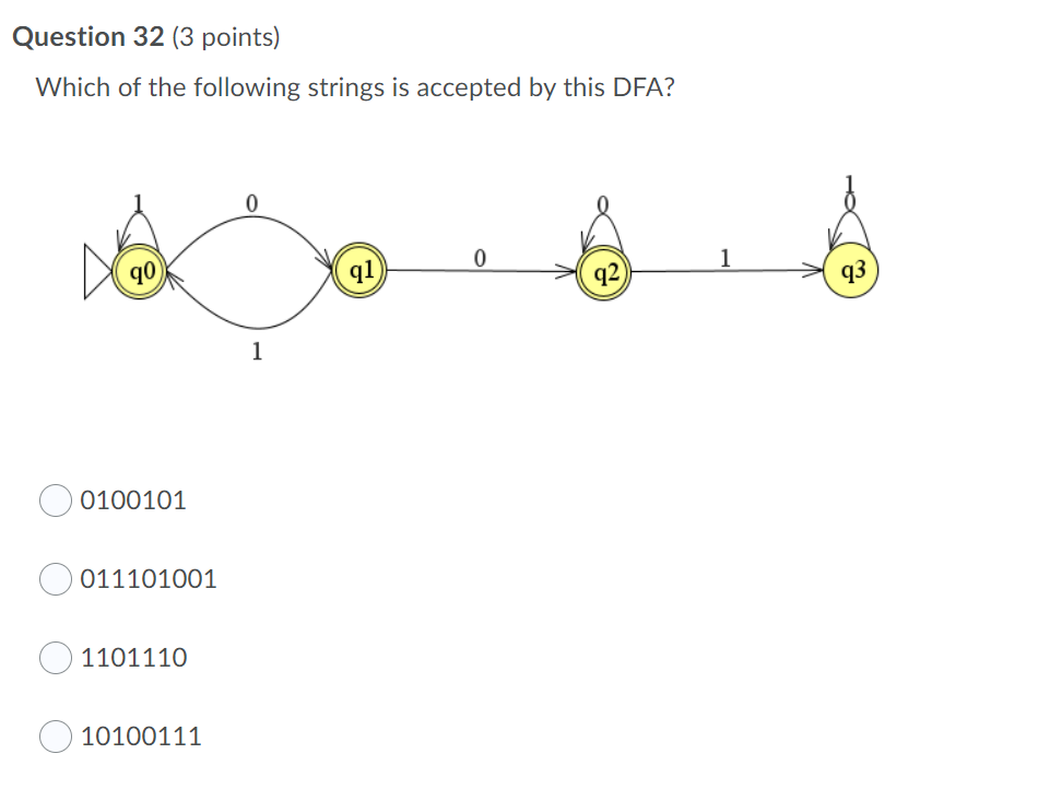 Solved Question 32 (3 points) Which of the following strings | Chegg.com