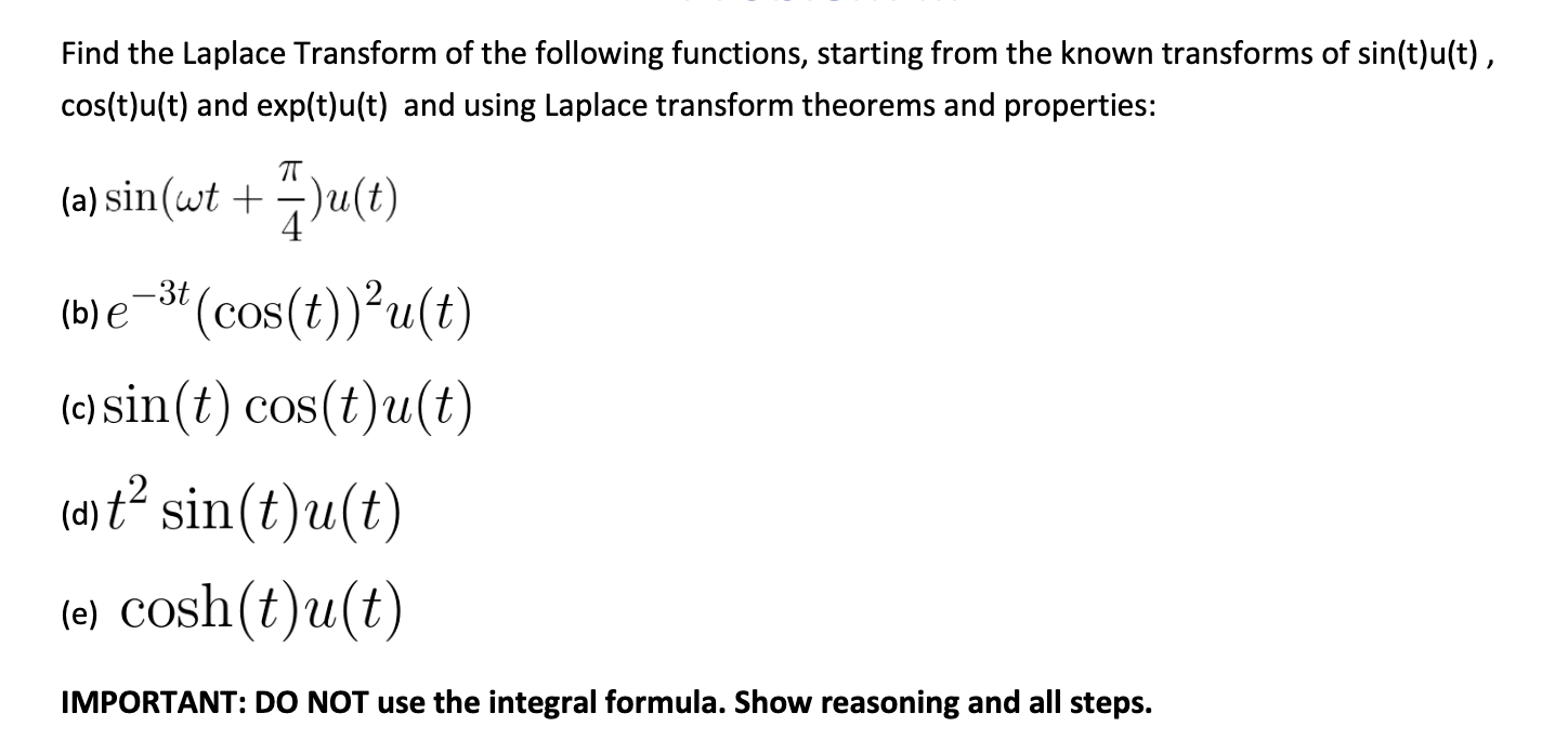 Solved Find the Laplace Transform of the following | Chegg.com