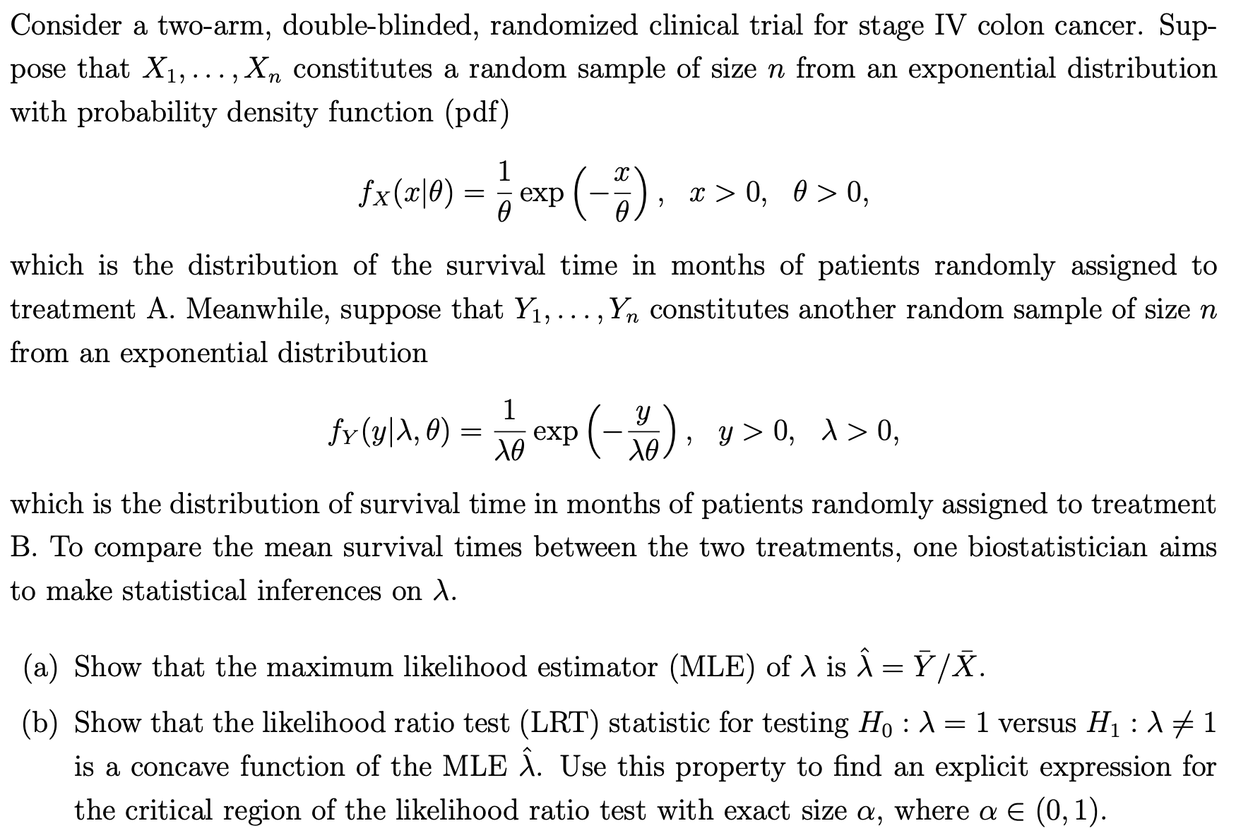 Solved Consider a two-arm, double-blinded, randomized | Chegg.com