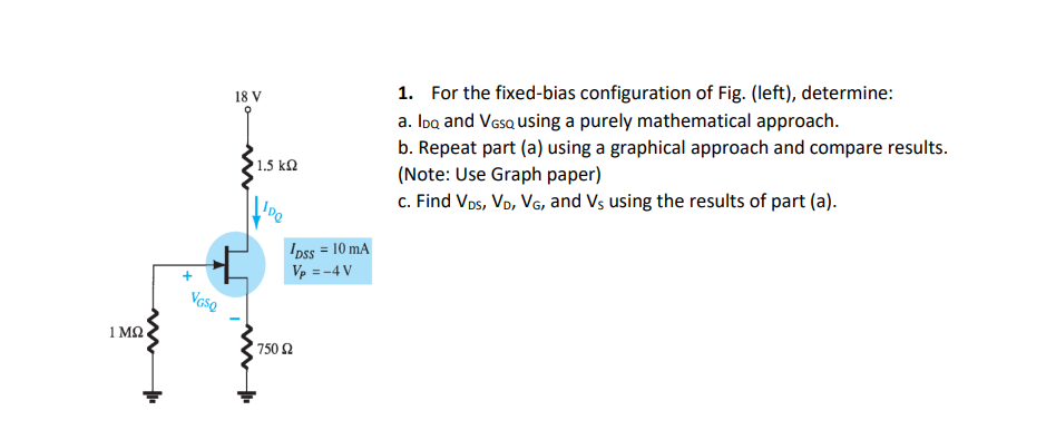 1. For the fixed-bias configuration of Fig. (left), | Chegg.com