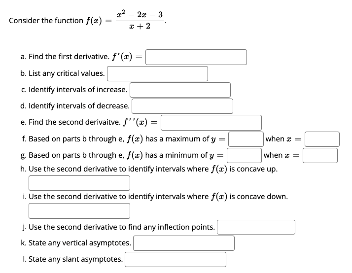 Solved 22 – 2x - 3 Consider the function f(x) 2 + 2 a. Find | Chegg.com