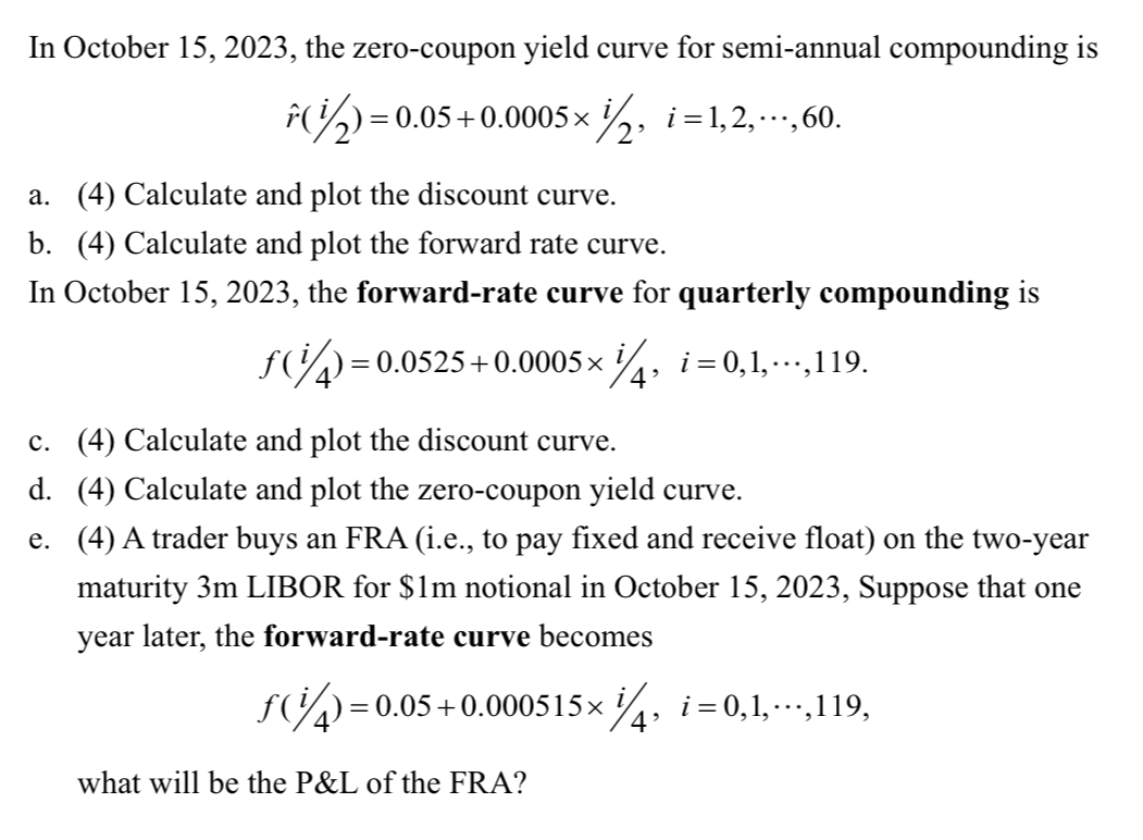 In October 15, 2023, the zero-coupon yield curve for | Chegg.com