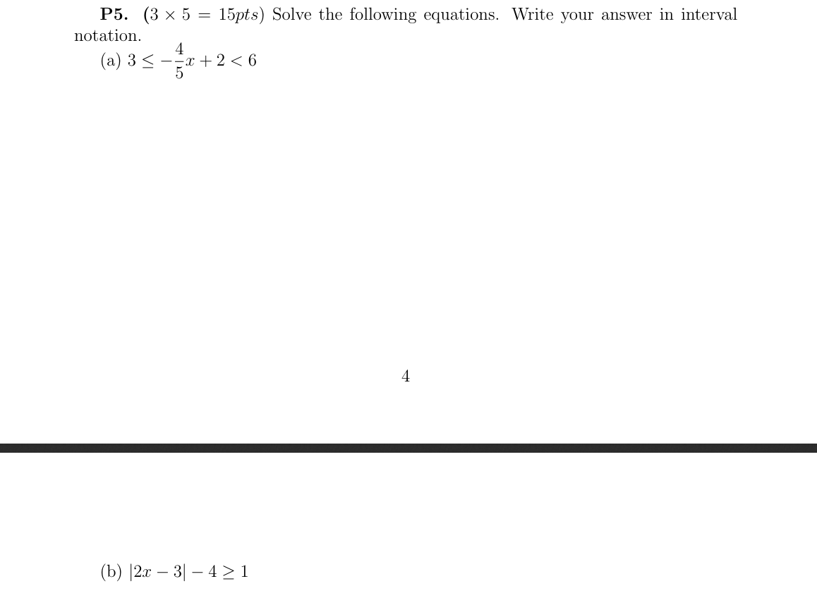 Solved P5. (3 x 5 = 15pts) Solve the following equations. | Chegg.com