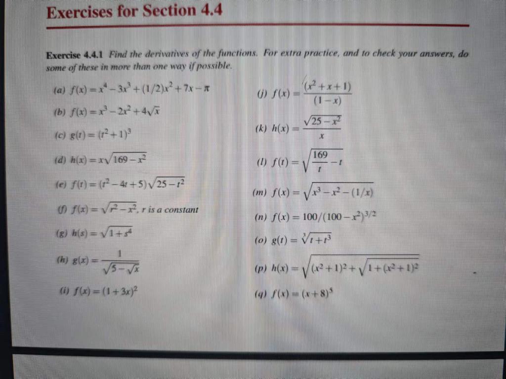 Solved Exercises for Section 4.4 Exercise 4.4.1 Find the | Chegg.com