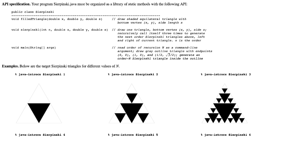 Write a program that plots a Sierpinski triangle, as | Chegg.com