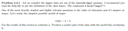 Solved Problem 2.2.1 Let us consider the wage1 data set out | Chegg.com