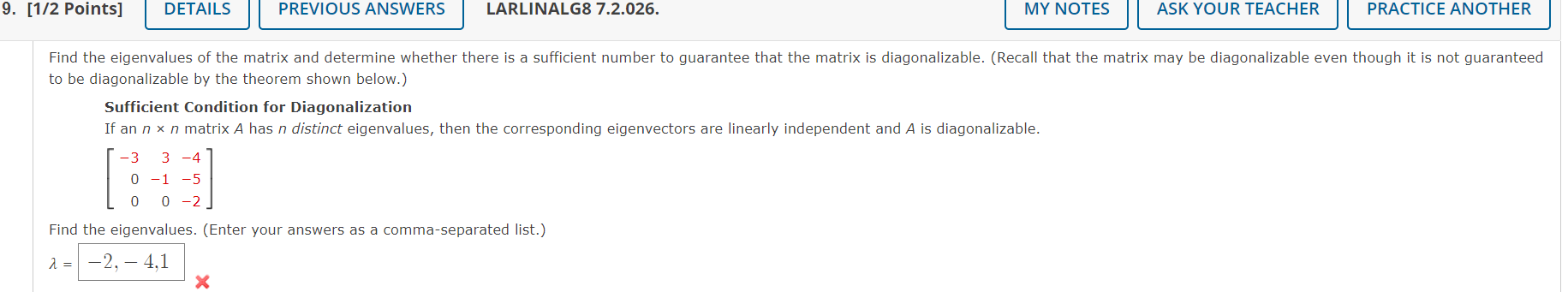 Solved to be diagonalizable by the theorem shown below.) | Chegg.com