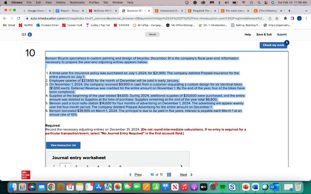 Solved Benson Bicycle specializes in custom painting and | Chegg.com