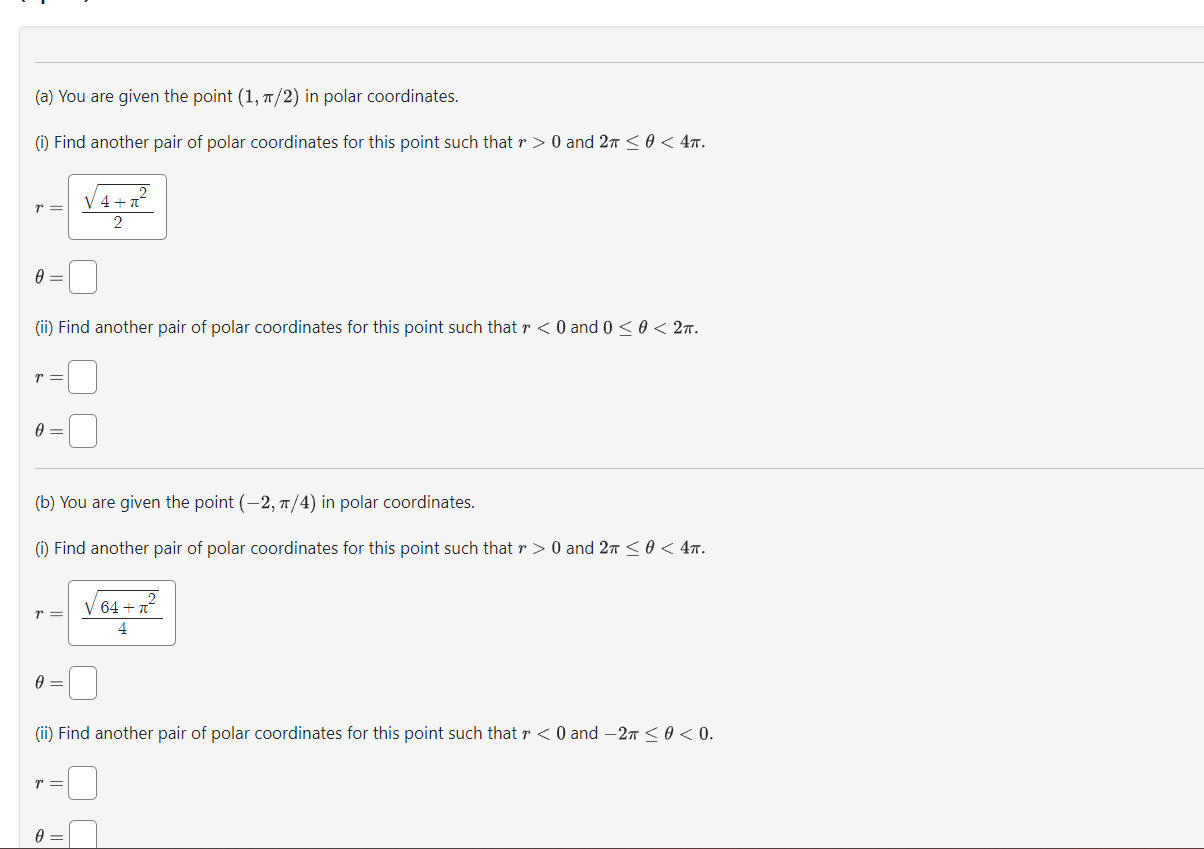 Solved 8.3 Polar Coordinates: Problem 2 (1 point) (a) The | Chegg.com