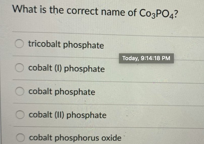 Solved What is the correct name of Co3PO4? tricobalt | Chegg.com