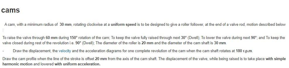 Solved A cam, with a minimum radius of 30 mm, rotating | Chegg.com
