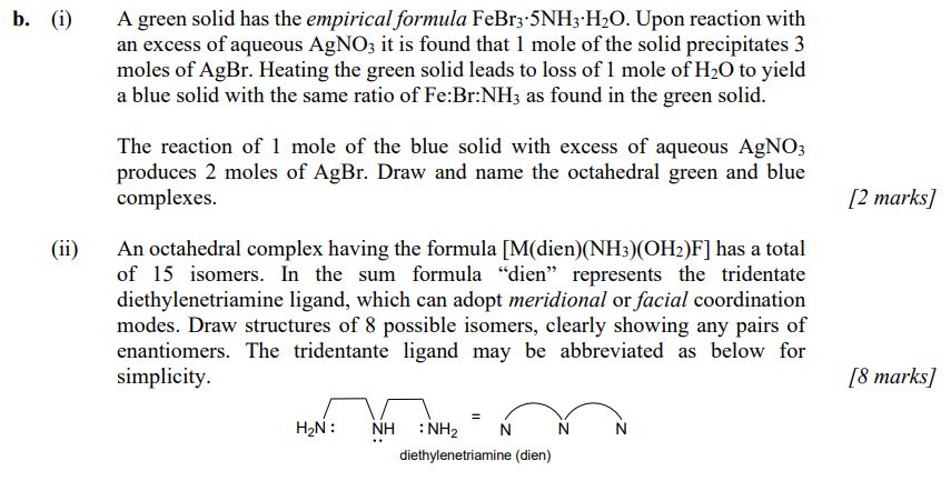 Solved b. (i) A green solid has the empirical formula | Chegg.com