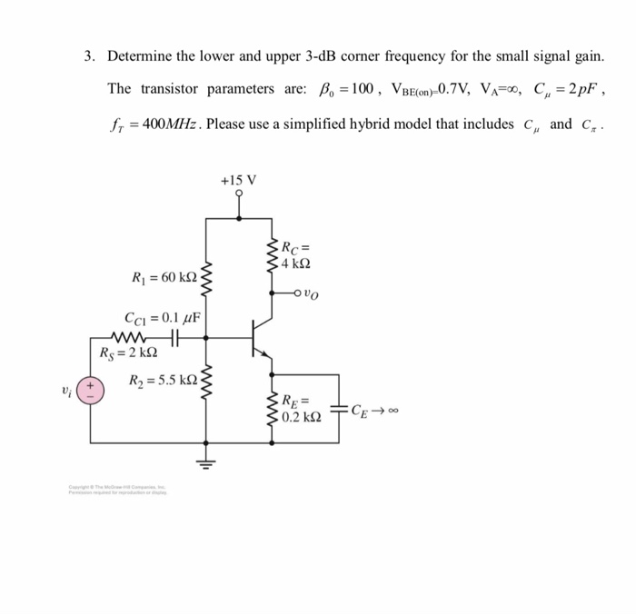 Solved 3. Determine the lower and upper 3-dB corner | Chegg.com