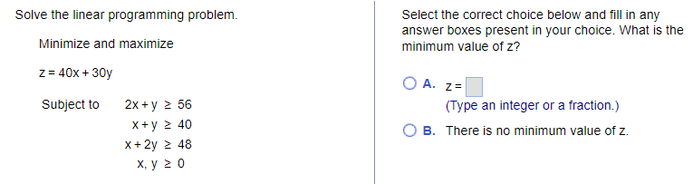 Solved Solve the linear programming problem. Select the | Chegg.com