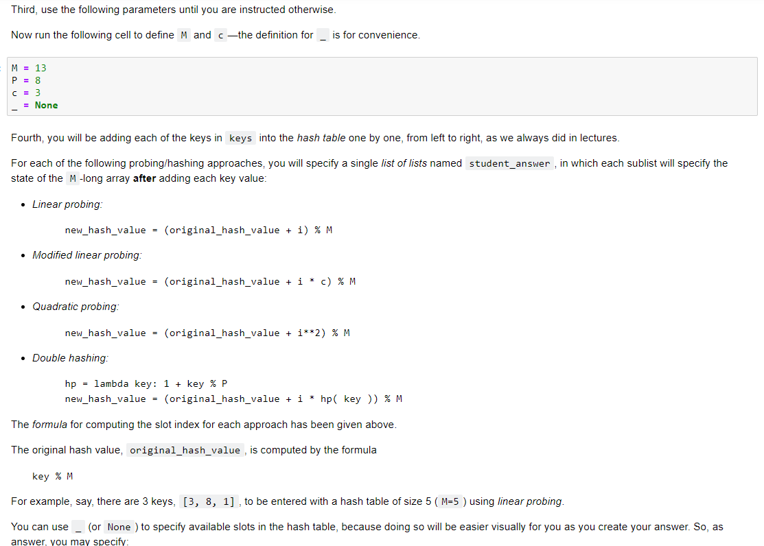 This question concerns placing key values into hash | Chegg.com